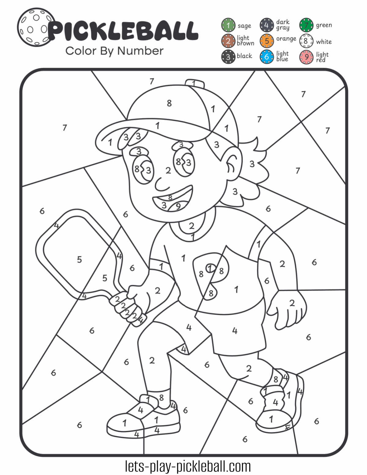 Pickleball Color by Number (Free PDF)