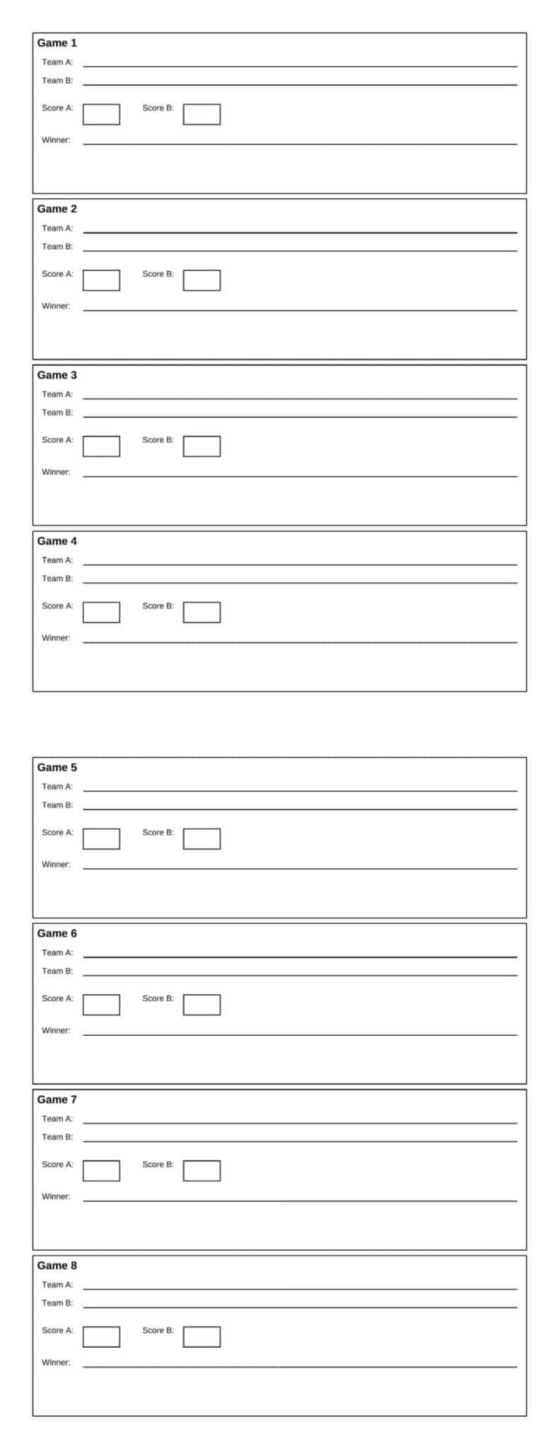 Free Pickleball Score Sheets Printable
