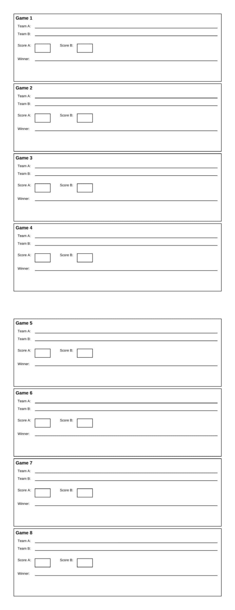 Free Pickleball Score Sheets Printable