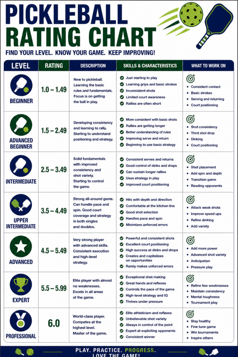 Pickleball Rating Chart (Free PDF)